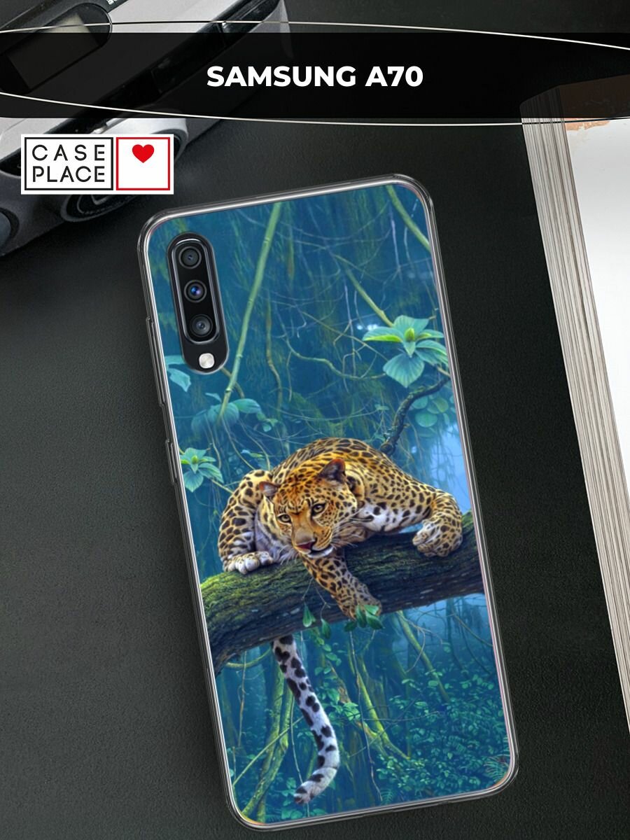 Чехол на Samsung Galaxy A70 / Самсунг Галакси А70 с принтом "Леопард охотник"