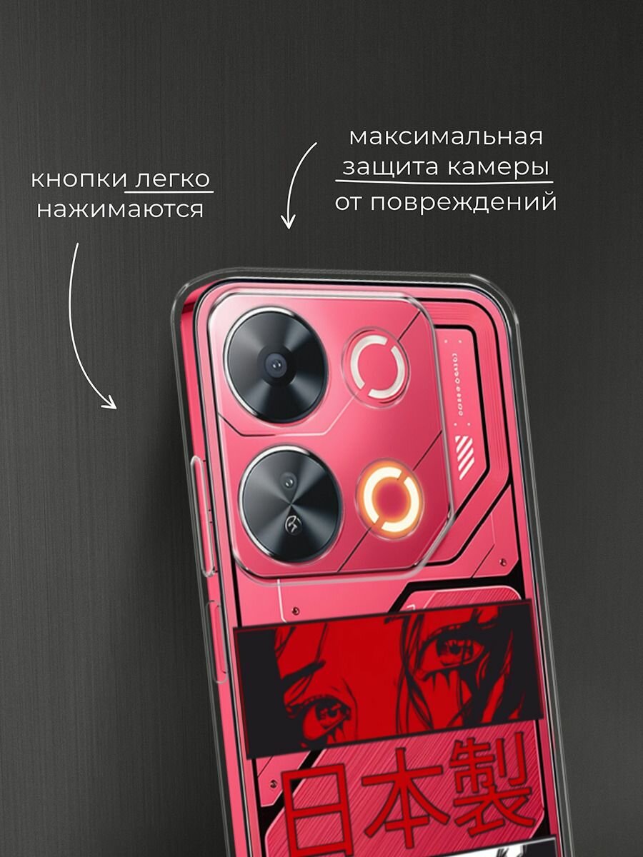 Чехол на Itel P65 / Ител P65 с принтом "Аниме глаза манга", прозрачный — фото 1