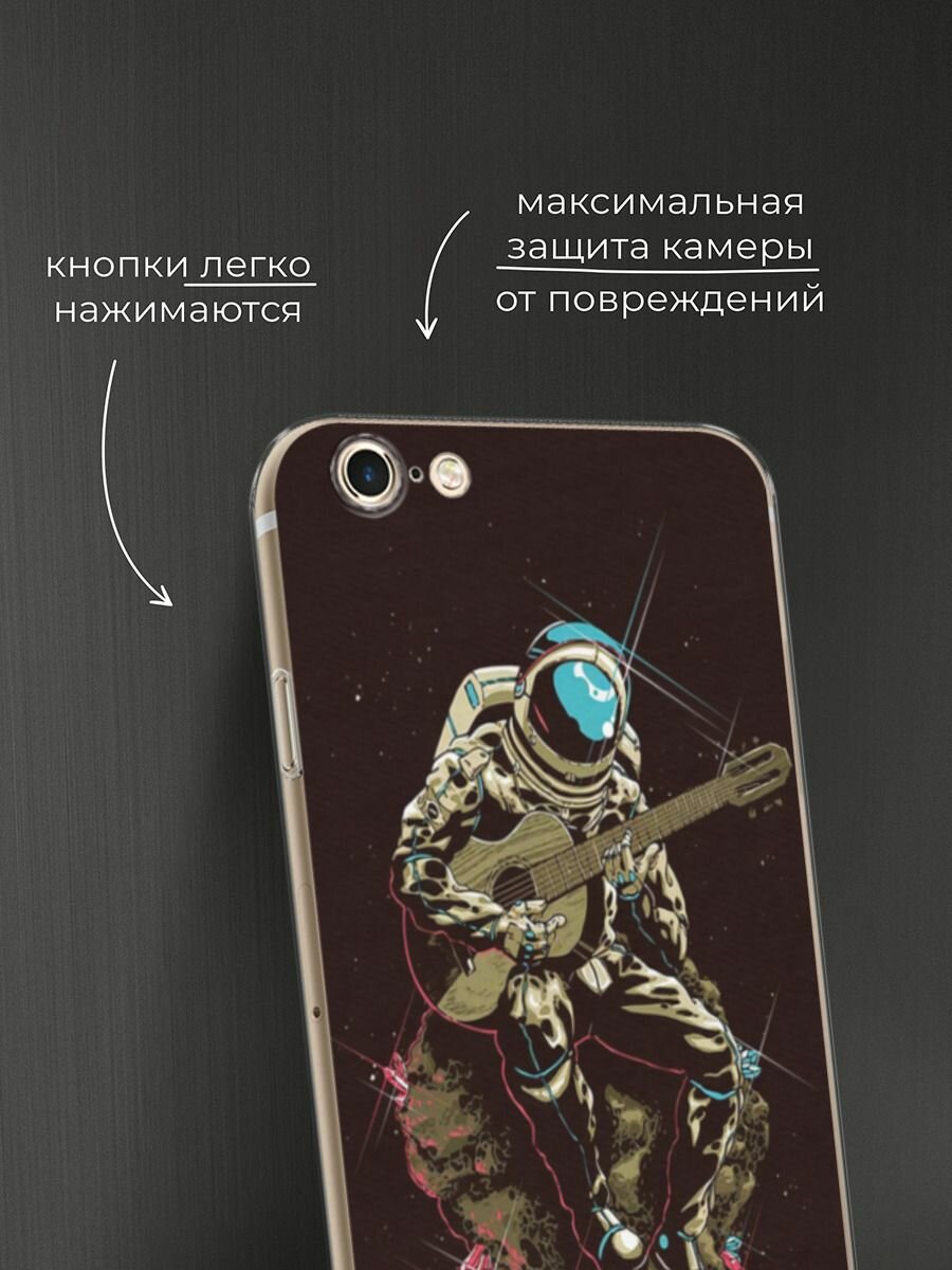Чехол на Apple iPhone 6 Plus/6S Plus / Айфон 6 Плюс/Айфон 6С Плюс с принтом "Космонавт гитарист" — фото 1