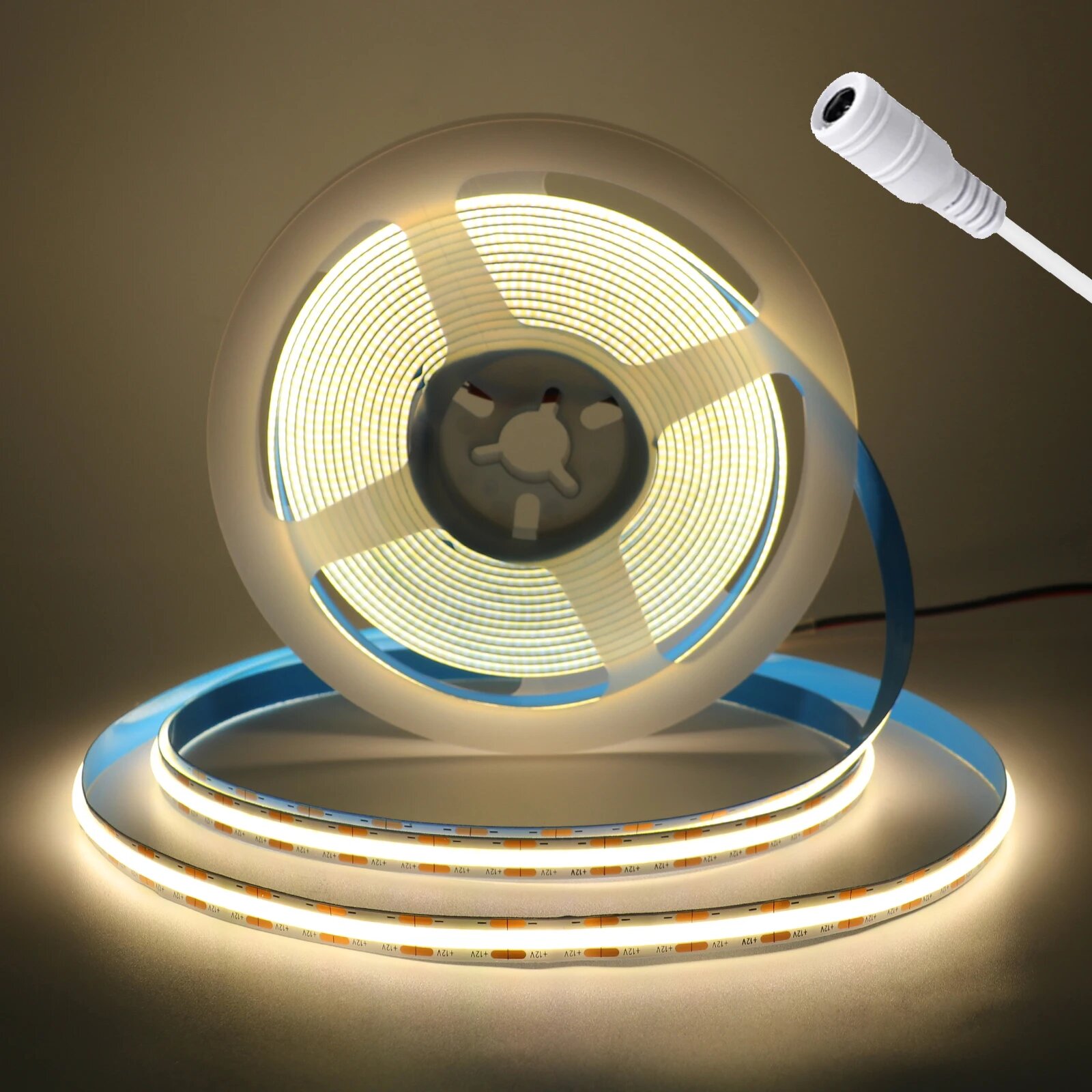 12V 24V COB LED Strip 528LEDs/m High Density Linear Lighting 8mm PCB Width Flexible LED Light Warm Natural White Adhesive Tape