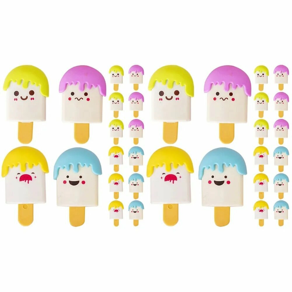 Набор разноцветных резиновых ластиков мороженого, 72 шт для школы и дома