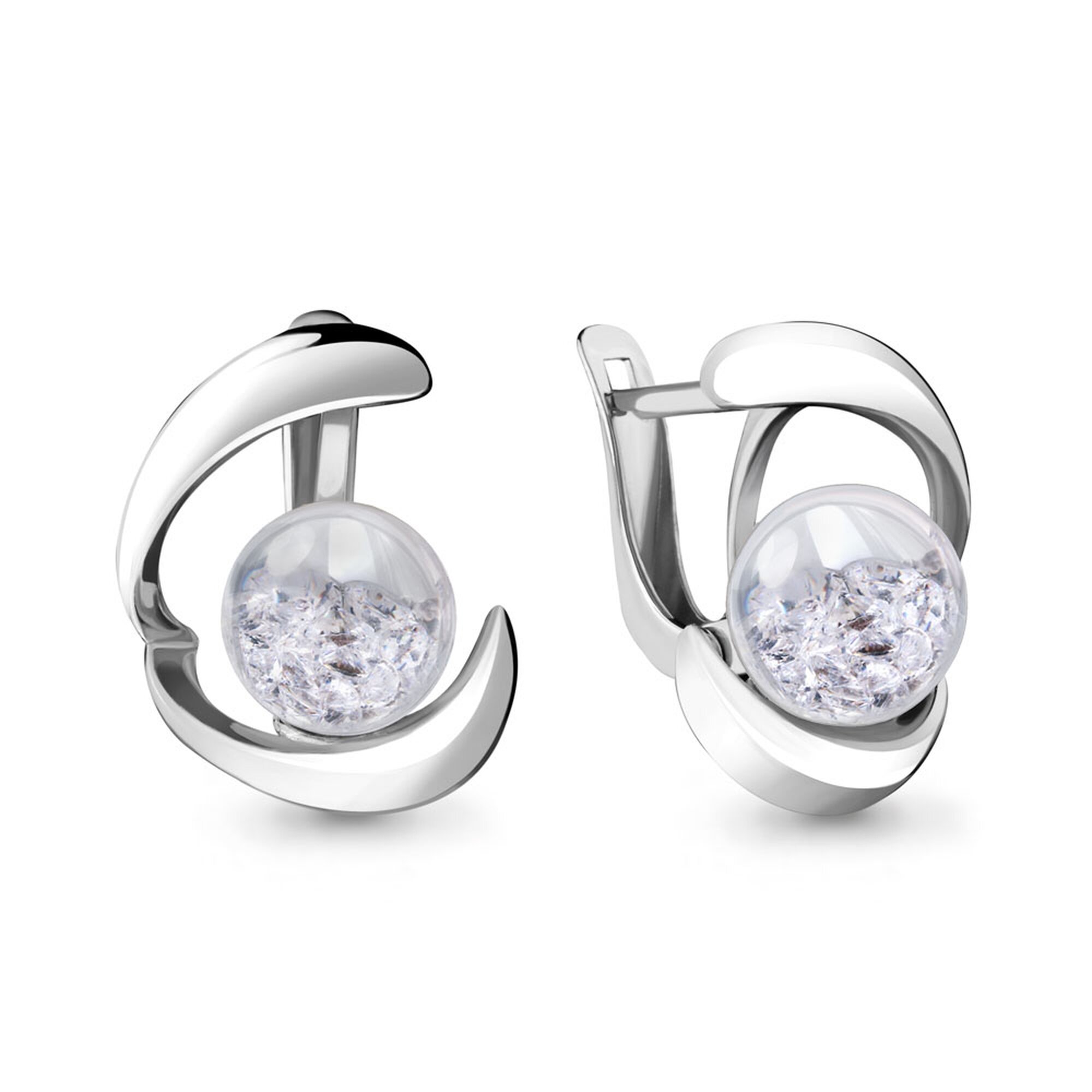 Серьги, серебро, 925 проба, родирование, кристалл