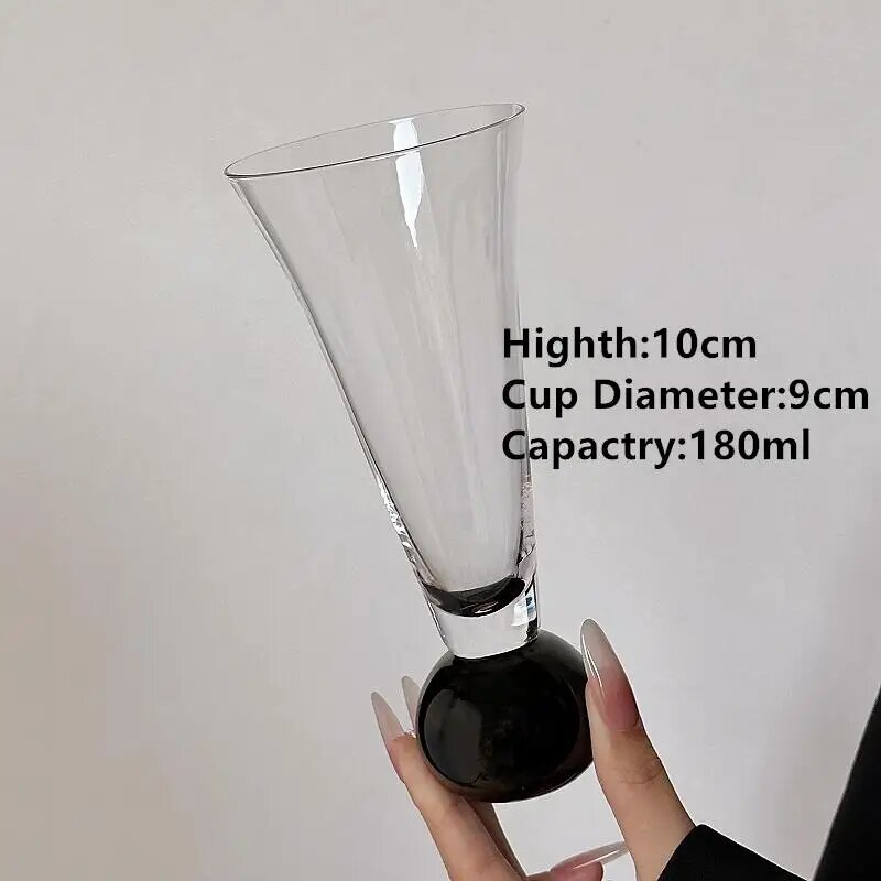 Креативные хрустальные стаканы, коктейльный бокал, стеклянная чашка, красочный шар, бокал для шампанского, чашка для холодных напитков, чашка для сока, чашка для напитков black