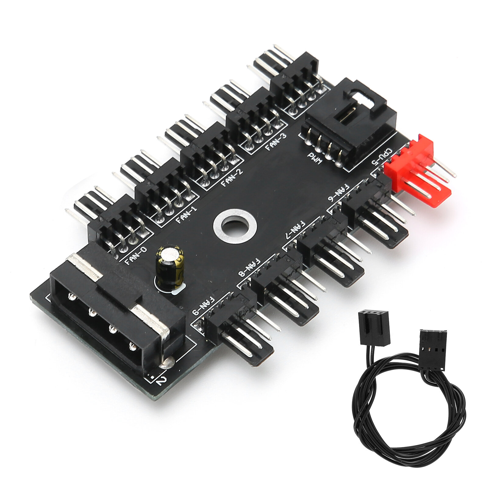 Концентратор вентилятора 4-pin PWM, разветвитель 1-to-10, питание от порта