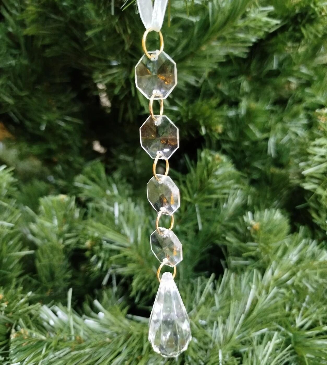 Украшение на елку Хрустальная подвеска c золотом