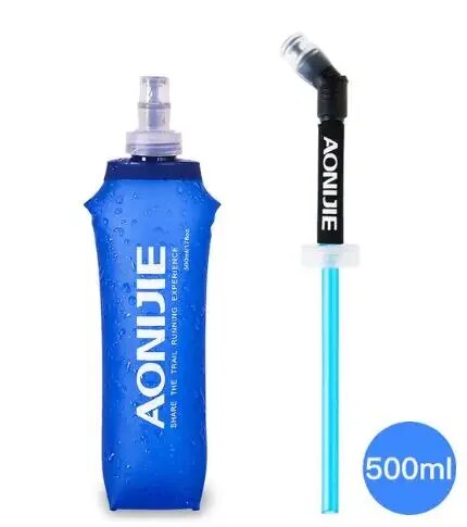 AONIJIE складная силиконовая бутылка для воды 250-600 мл Синий, 500ml Straw Flask