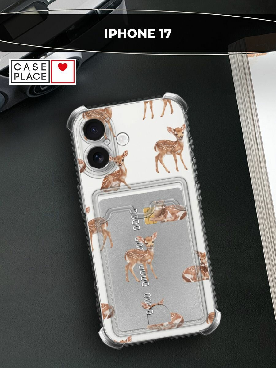 Чехол на Apple iPhone 17 (Айфон 17) с картой и принтом Паттерн маленький олень