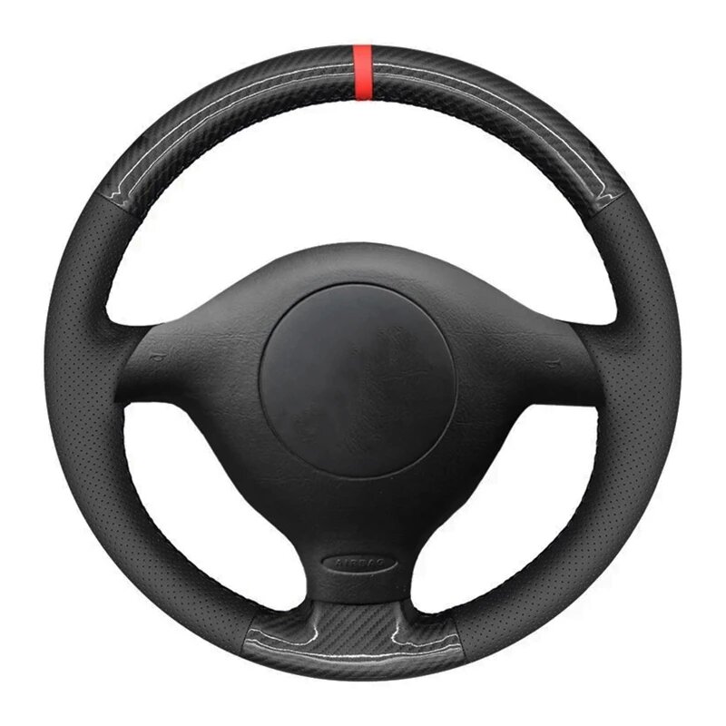 Кожаная оплетка из углеродного волокна для Volkswagen VW Golf 4 IV Passat B5 вариант Black Thread