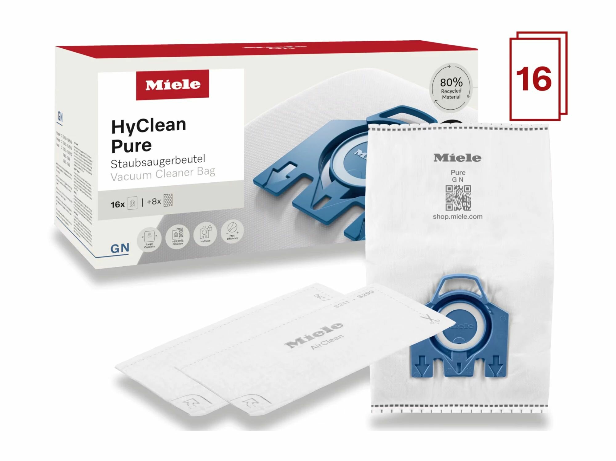 Мешки-пылесборники для пылесосов Miele HyClean 3D Efficiency GN XXL PACK. 16шт.