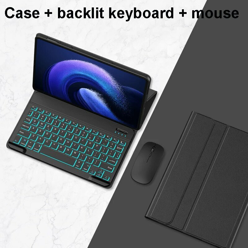 Чехол с клавиатурой HUAIBX для Xiaomi Mi Pad 6/6 Pro 11" Russian keyboard, Black B Backlit