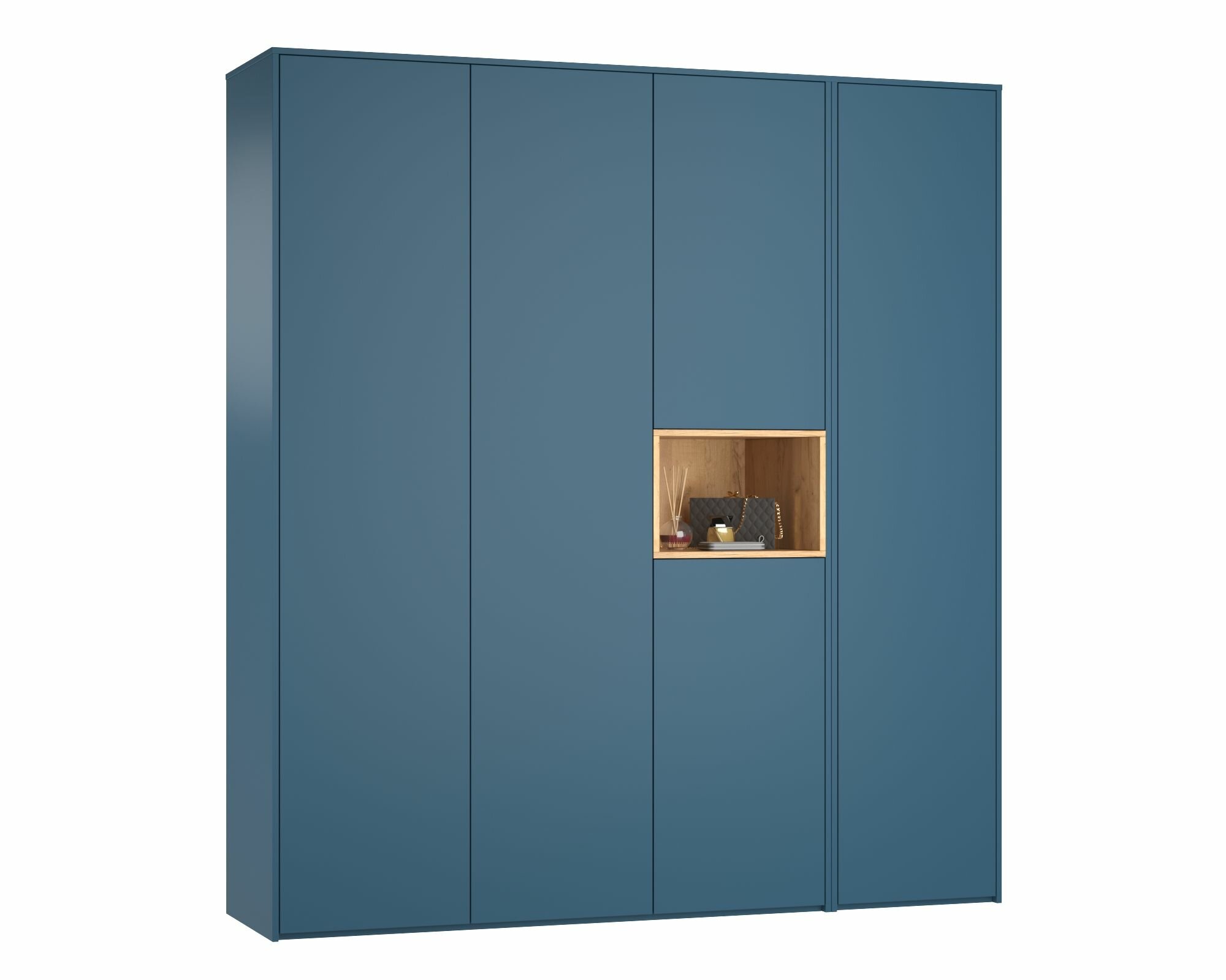 Шкаф распашной для одежды "Рокки 3" 200х220х52 Альби полуночный синий / Дуб крафт золотой