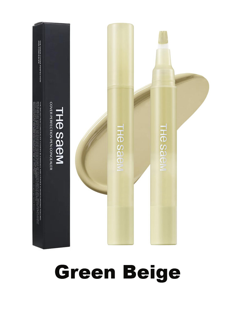 The Saem Консилер-ручка для маскировки недостатков кожи 4 мл Cover Perfection Pen Concealer, оттенок Green Beige