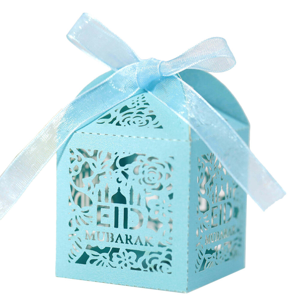 100 шт Коробки для конфет Eid Mubarak с полыми розами Ramadan Kareem Подарочные коробки для исламских мусульманских праздников