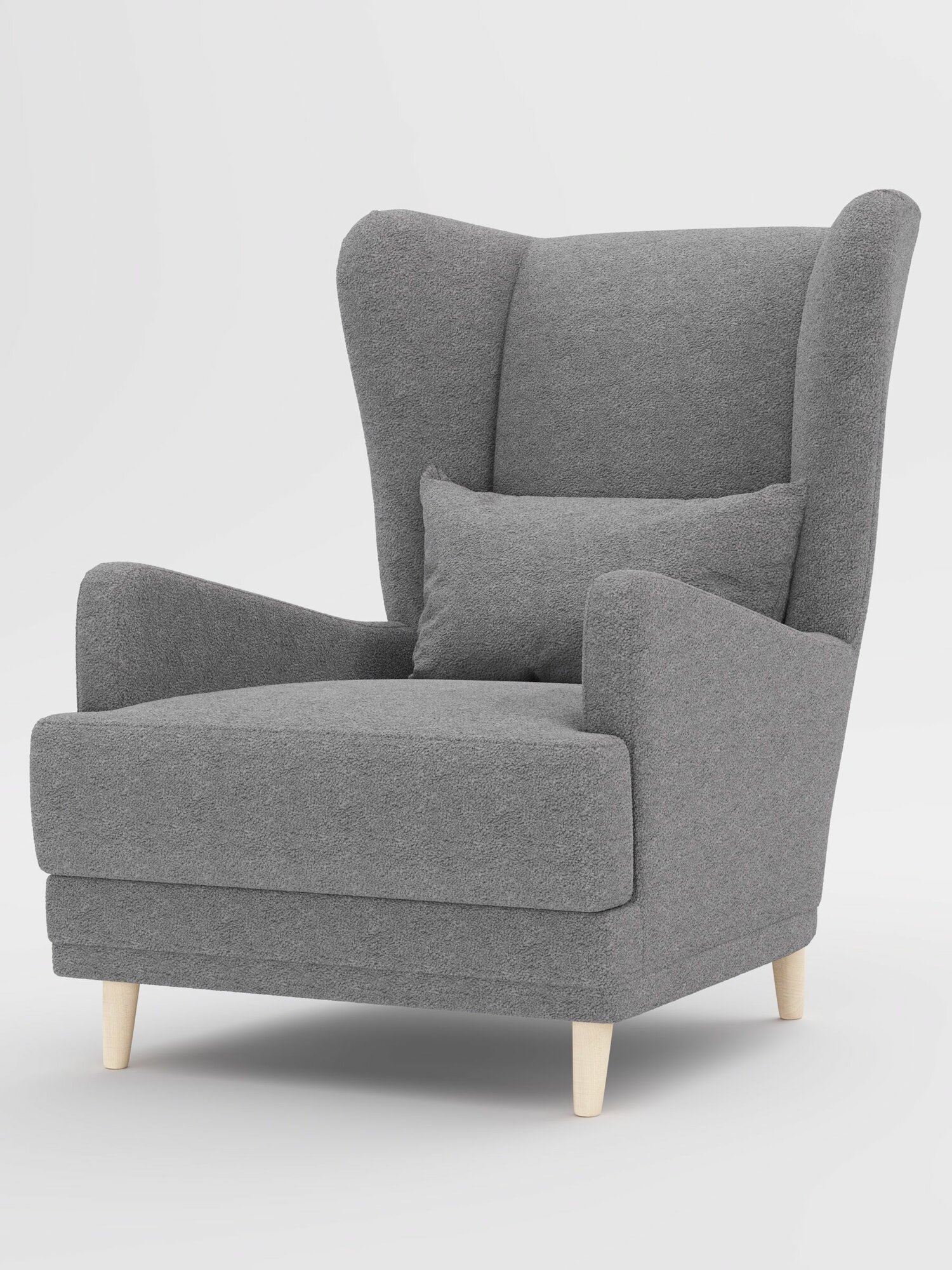 Кресло мягкое для дома, отдыха в гостиной Марсель от W&B, искусственный мех, цвет: темно-серый