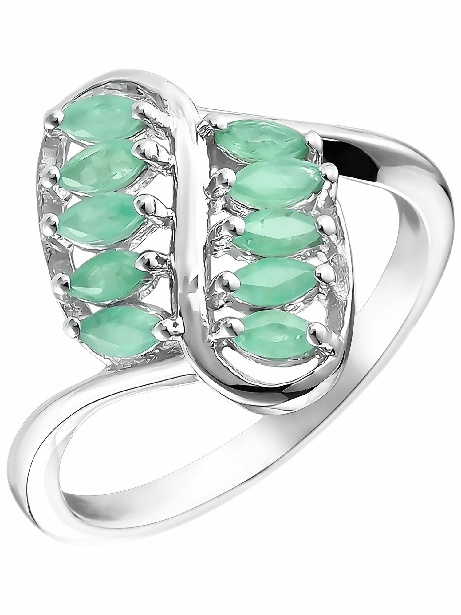 Кольцо тонкое, серебро, 925 проба, родирование, изумруд