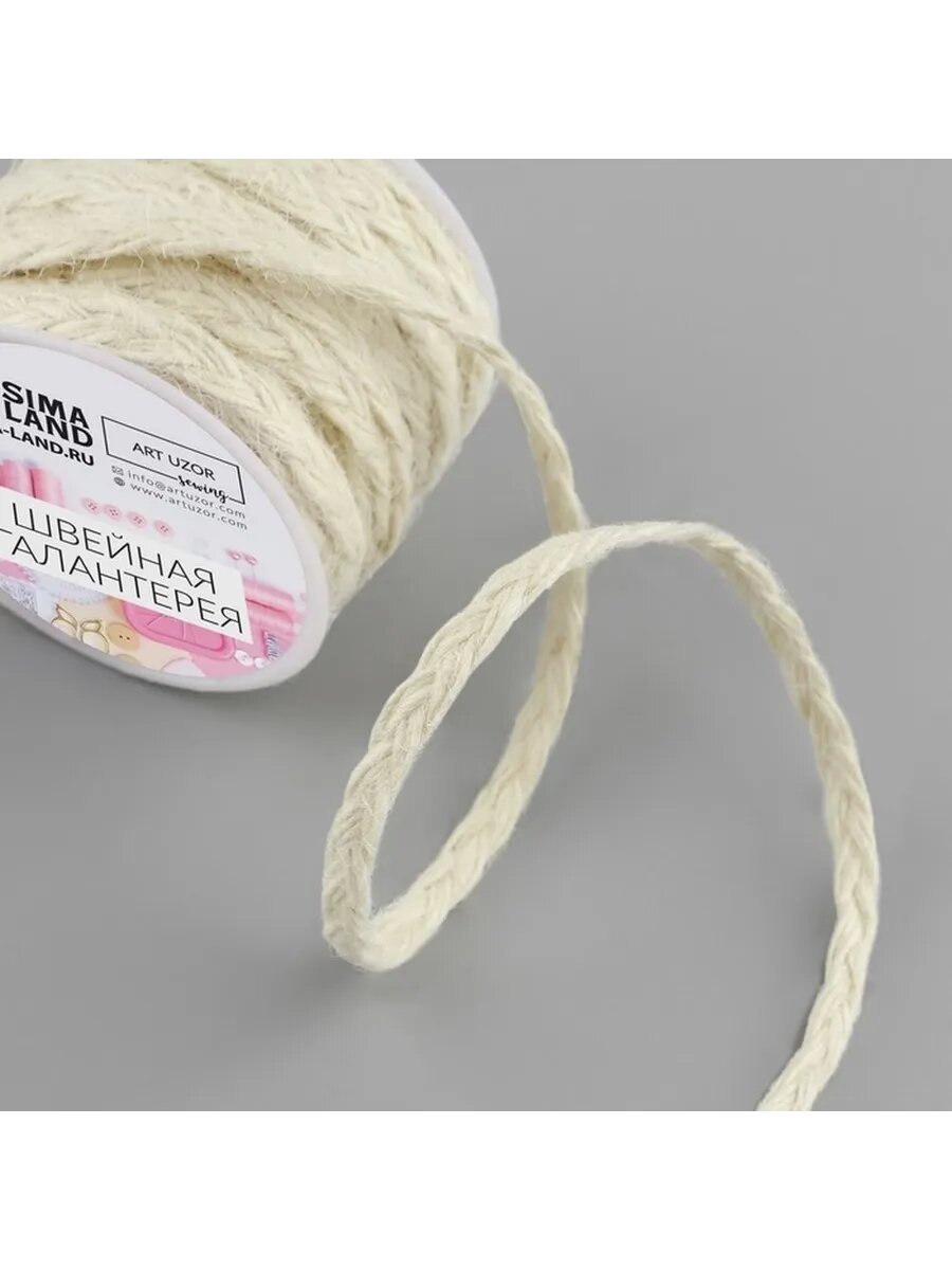 Декоративная холщовая тесьма "Косичка" 6 мм