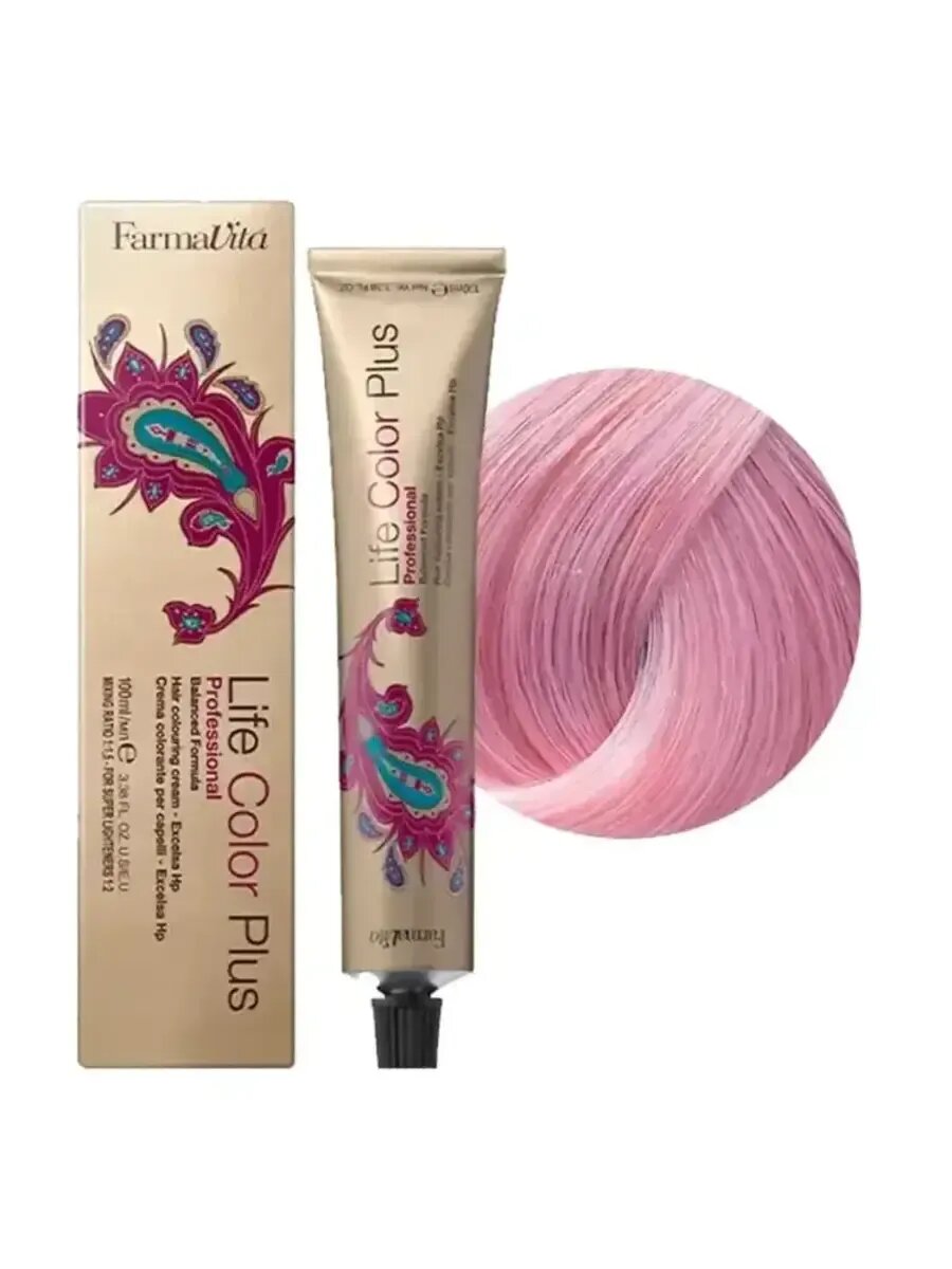 Краска для волос Farmavita Hair Coloring Life Color Plus Prof, с низким содержанием аммиака, 0.55 Pink (бустер)