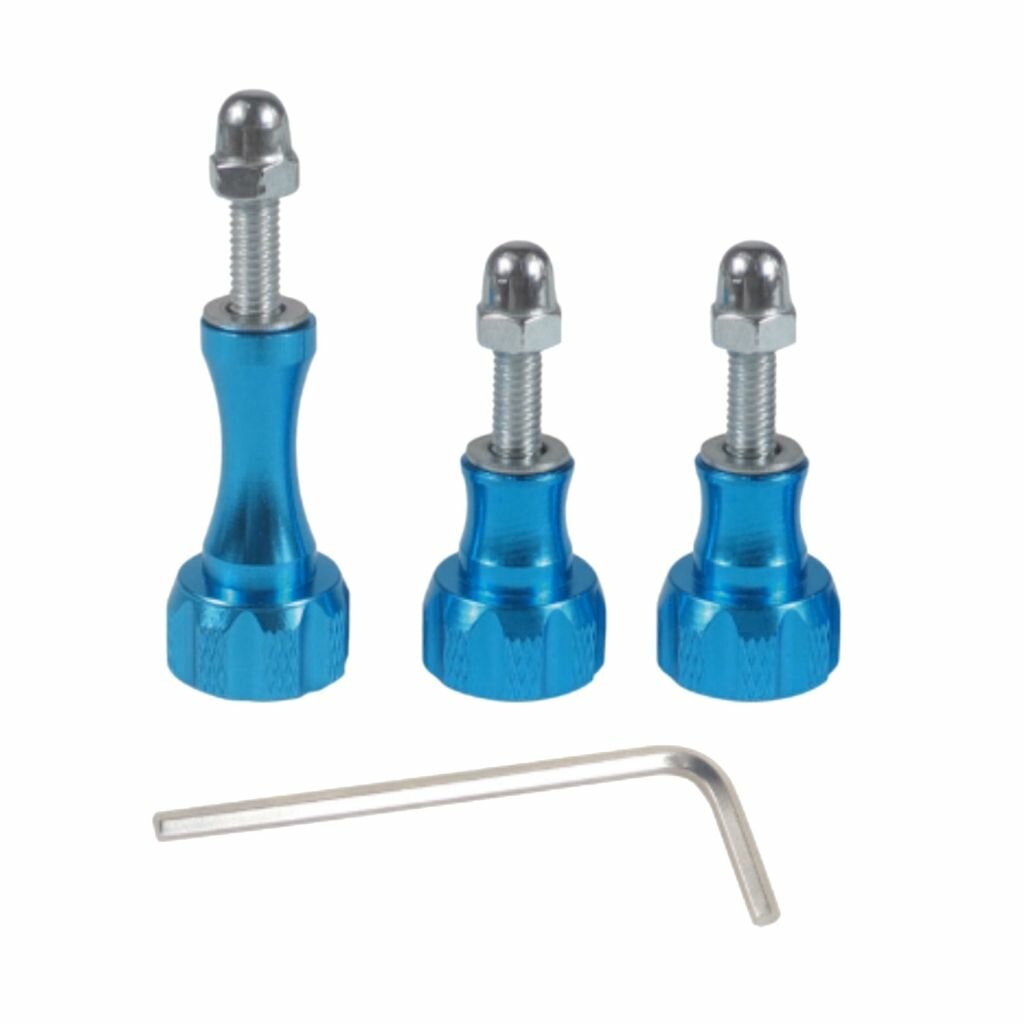 1 комплект из 4 штук, металлические длинные и короткие цветные винты и гайки-синий