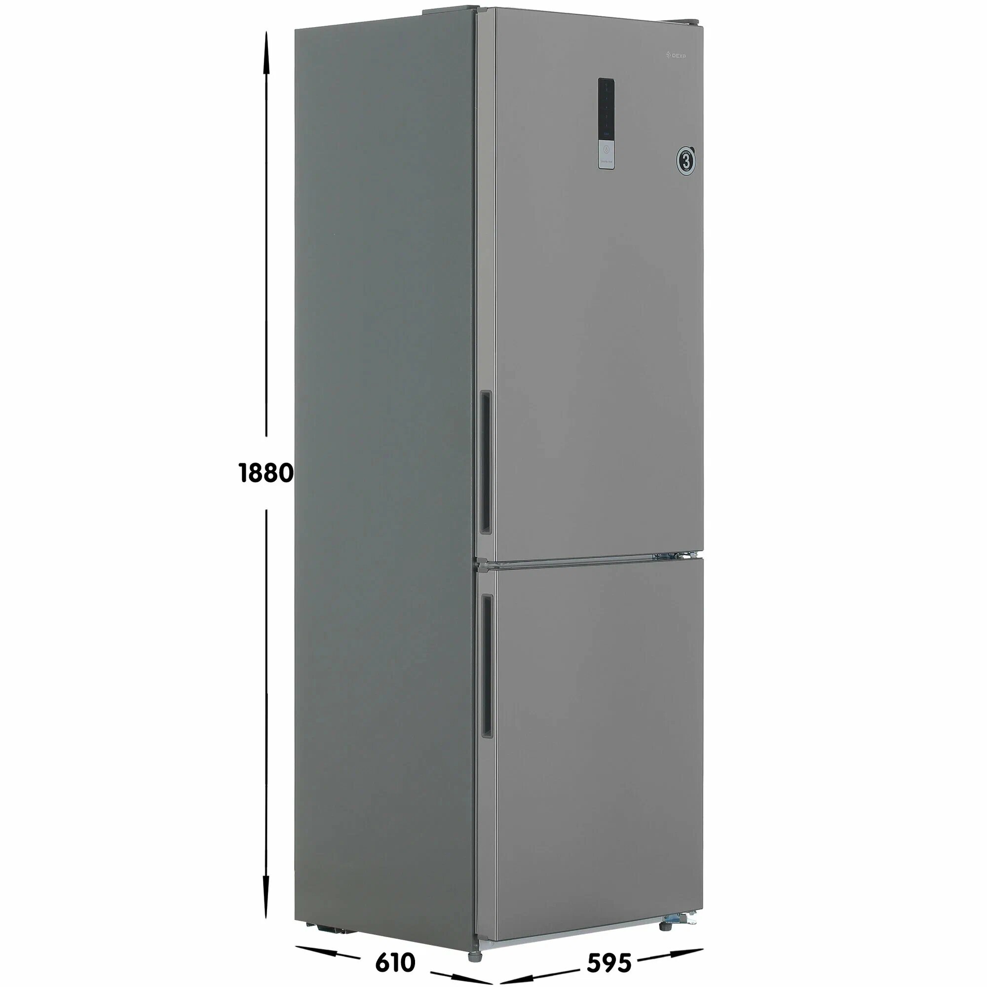Холодильник с морозильником DEXP B4-32AMA, серебристый, No Frost, 310л