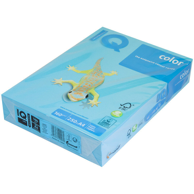 Бумага IQ "Color intensive" А4, 160г/м2, 250л. (светло-синий), 086638