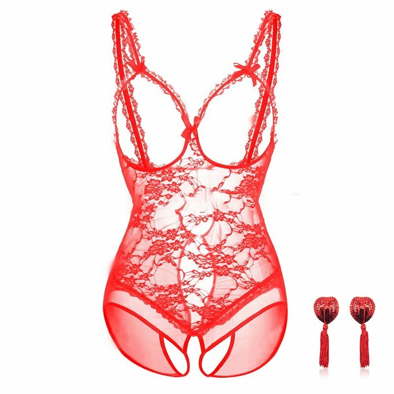 Сексуальный открытый бюстгальтер, кукла в сборе, наклейки на соски, Красный, L, Red and nipple