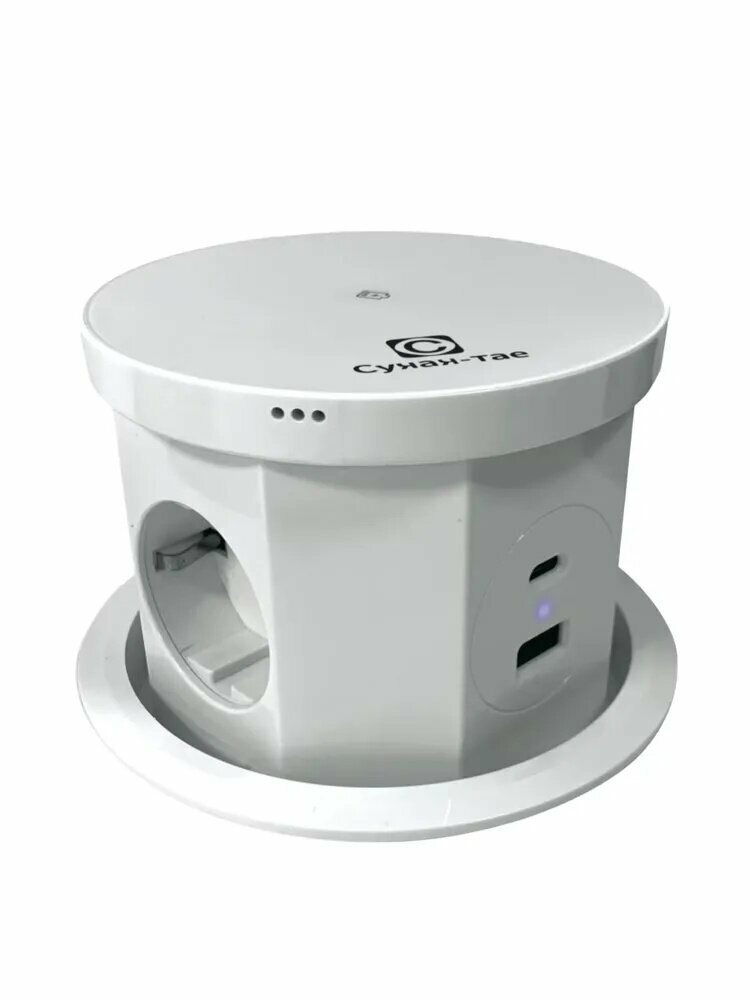 Встраиваемая выдвижная розетка для столешницы, скрытый блок на 3 розетки , с зарядным устройством, белая