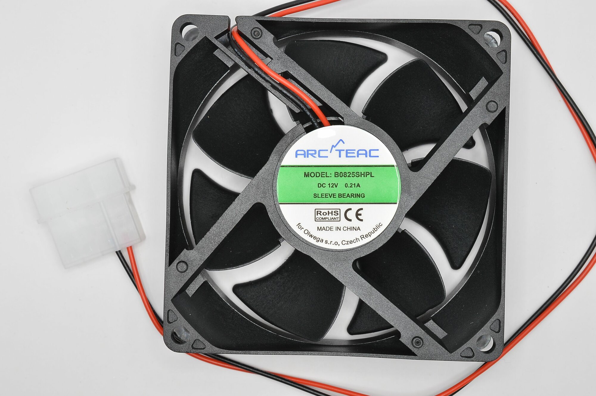 Вентилятор осевой ARCTEAC B0825SHPL-PC4 12В DC 80х80х25мм подшипник скольжения разъём TH-04M, 1 шт