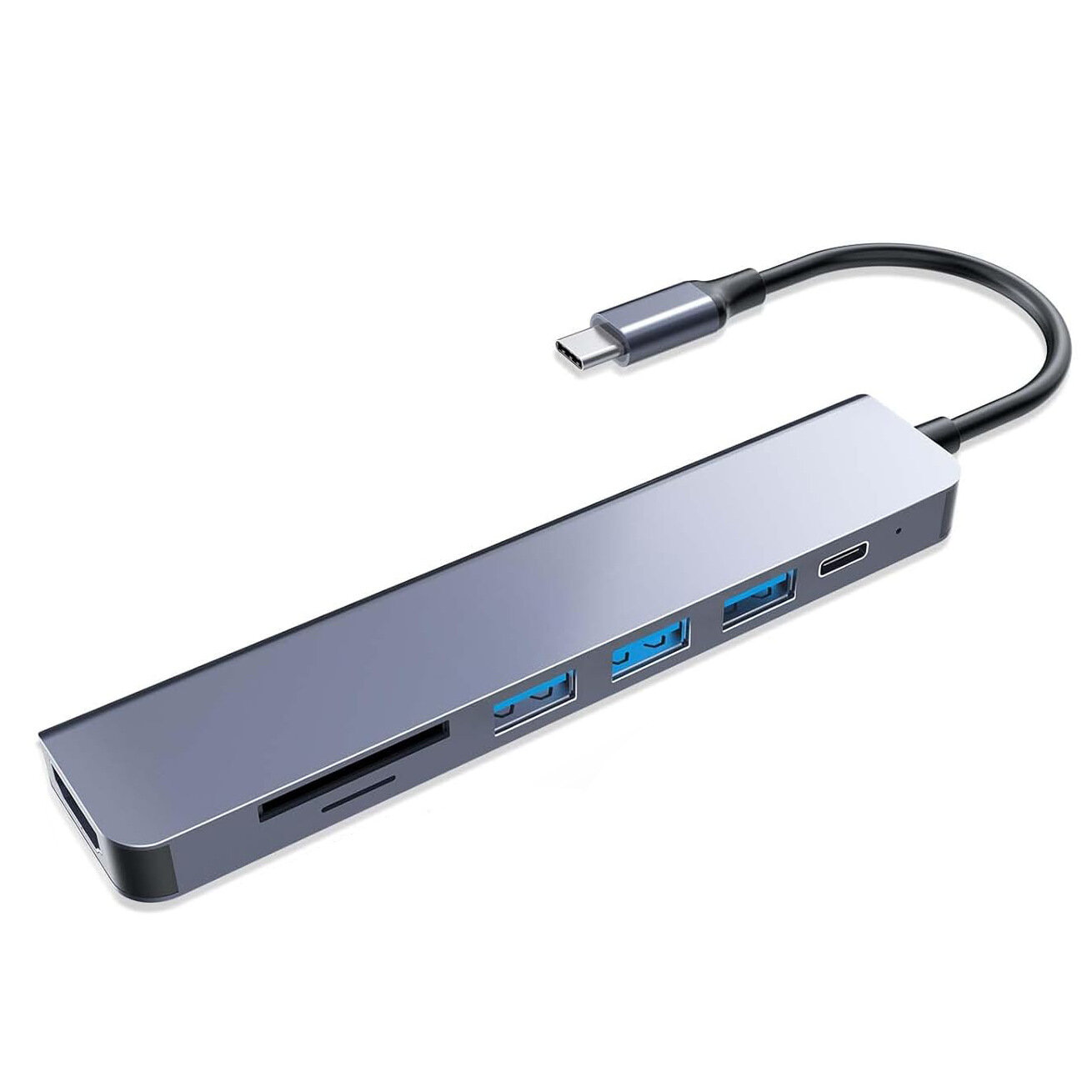 Адаптер переходник 7 в 1 3xUSB 3.0, 1xType-c, HDMI Power Delivery + SD и TF карты памяти / Разветвитель USB-C HUB 3.0 / Подходит для MacBook