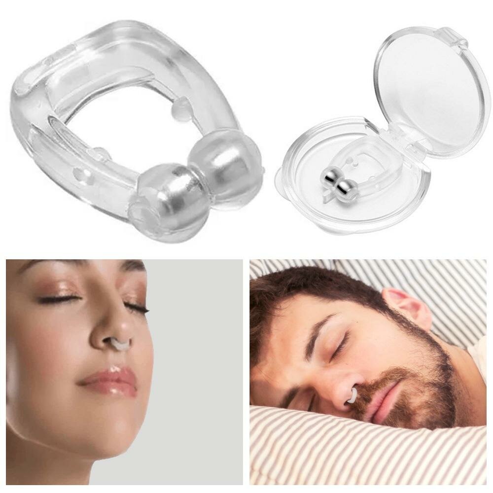 Приспособление клипса против храпа, в футляре, с магнитом, силиконовая прозрачная