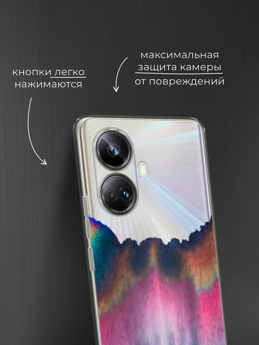 Чехол на Realme 10 Pro+ / Реалми 10 Про+ с принтом Акварельная абстракция, прозрачный — фото 1