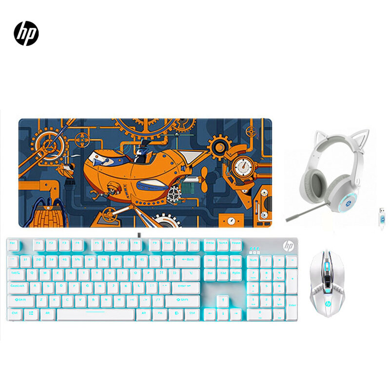 Клавиатура и мышь HP Ice Blue Light[Unicorn Axis][+Punk Mouse Pad]