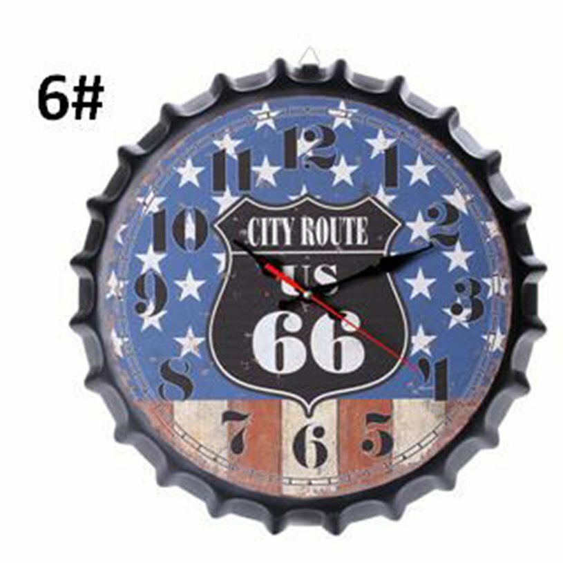 Креативные ретро-настенные часы с крышкой от бутылки для гостиной и спальни