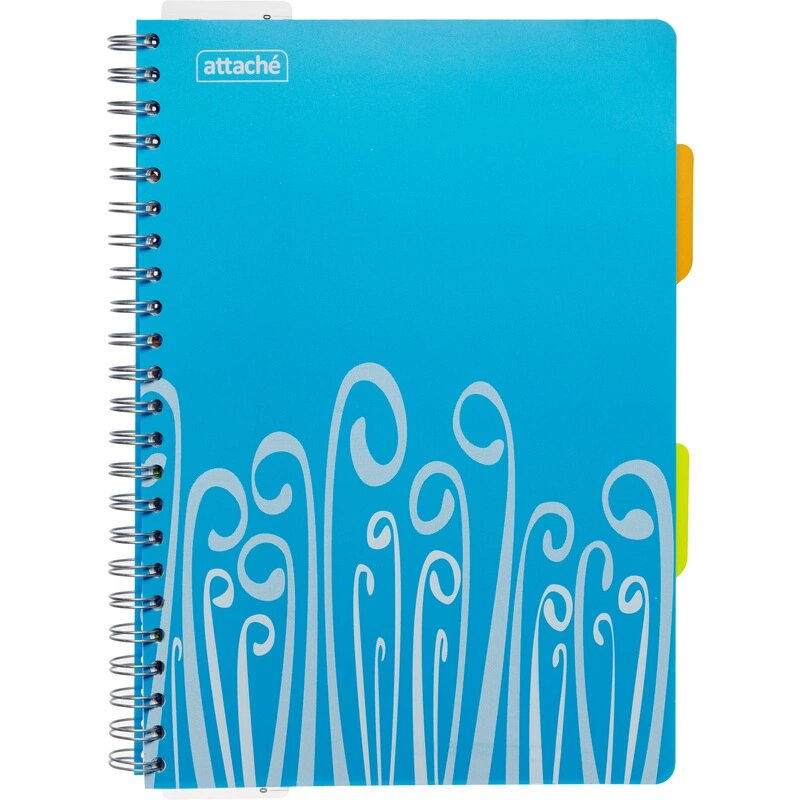 Бизнес-тетрадь А4,140 л, пласт обл, с разд, спир, ATTACHE FANTASY, голуб