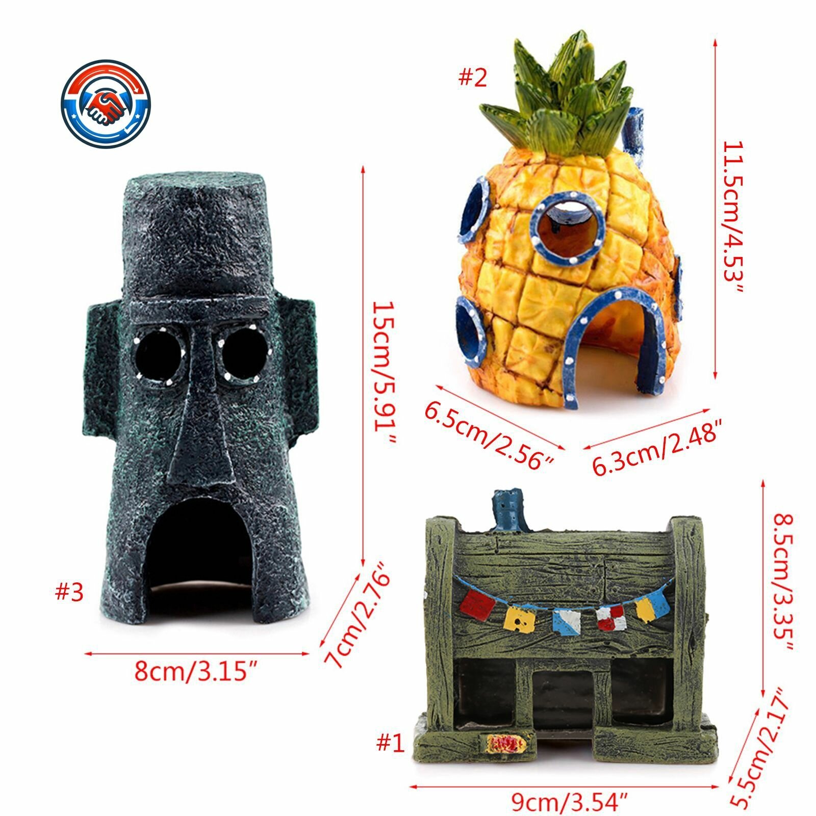 Декорация для аквариума в стиле Губки Боба, ананасовый домик и ресторан крабов, безопасная смоленая фигурка-укрытие для рыбок, пресная и солёная вода, легко моется