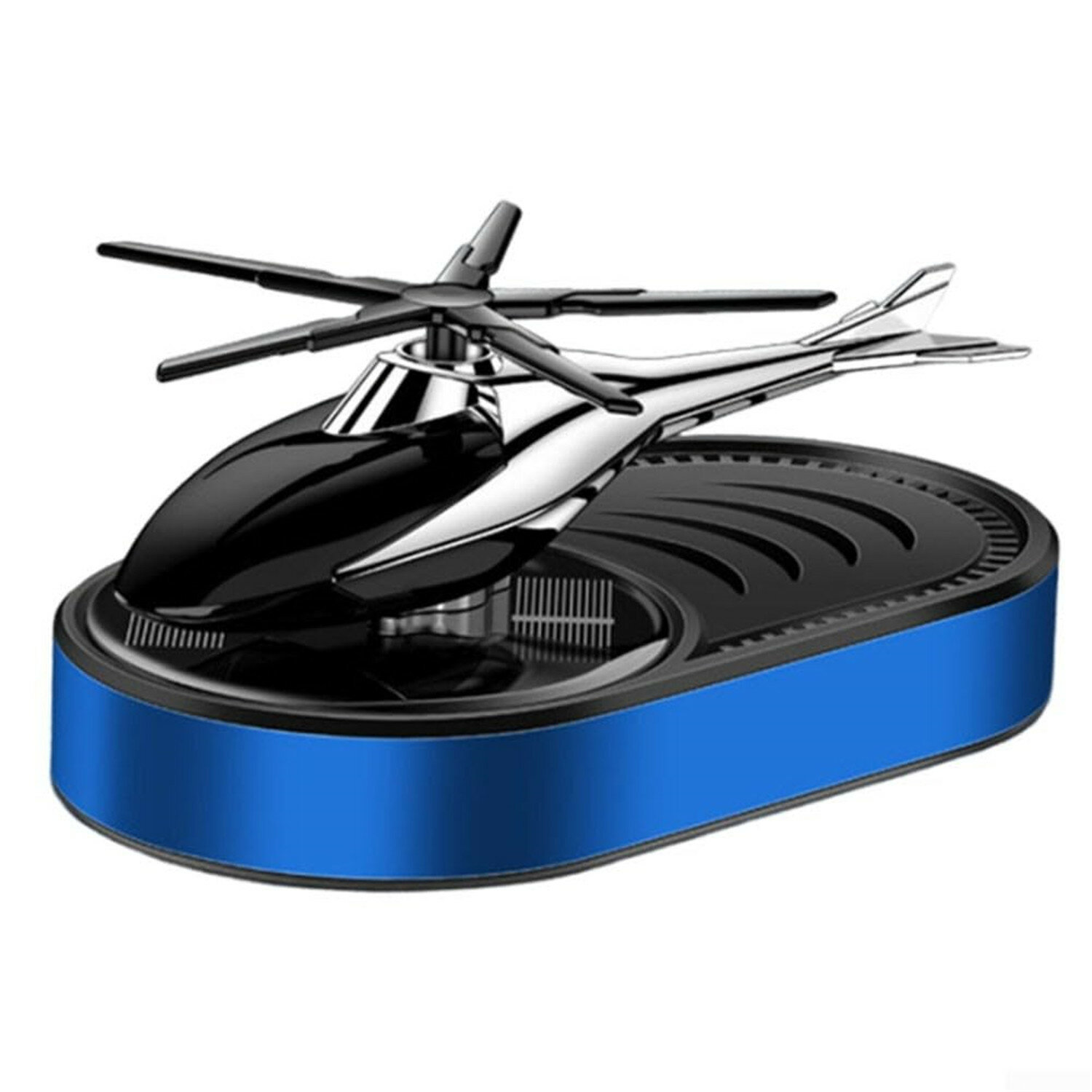 Ароматизатор для автомобиля солнечный, современный вращающийся вертолетный ароматизатор для автомобиля (Синий), ABS, размер 11.5x6.5x5cm, с солнечной энергией, автоматическим вращением, комплект: 1 ароматизатор, 1 ароматический слой, для авто, балконов,