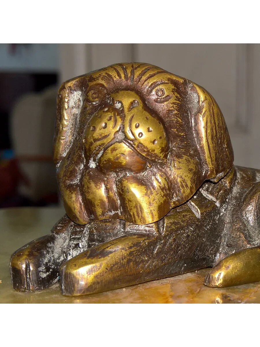 Антикварная чернильница в виде бронзовых собак из оникса