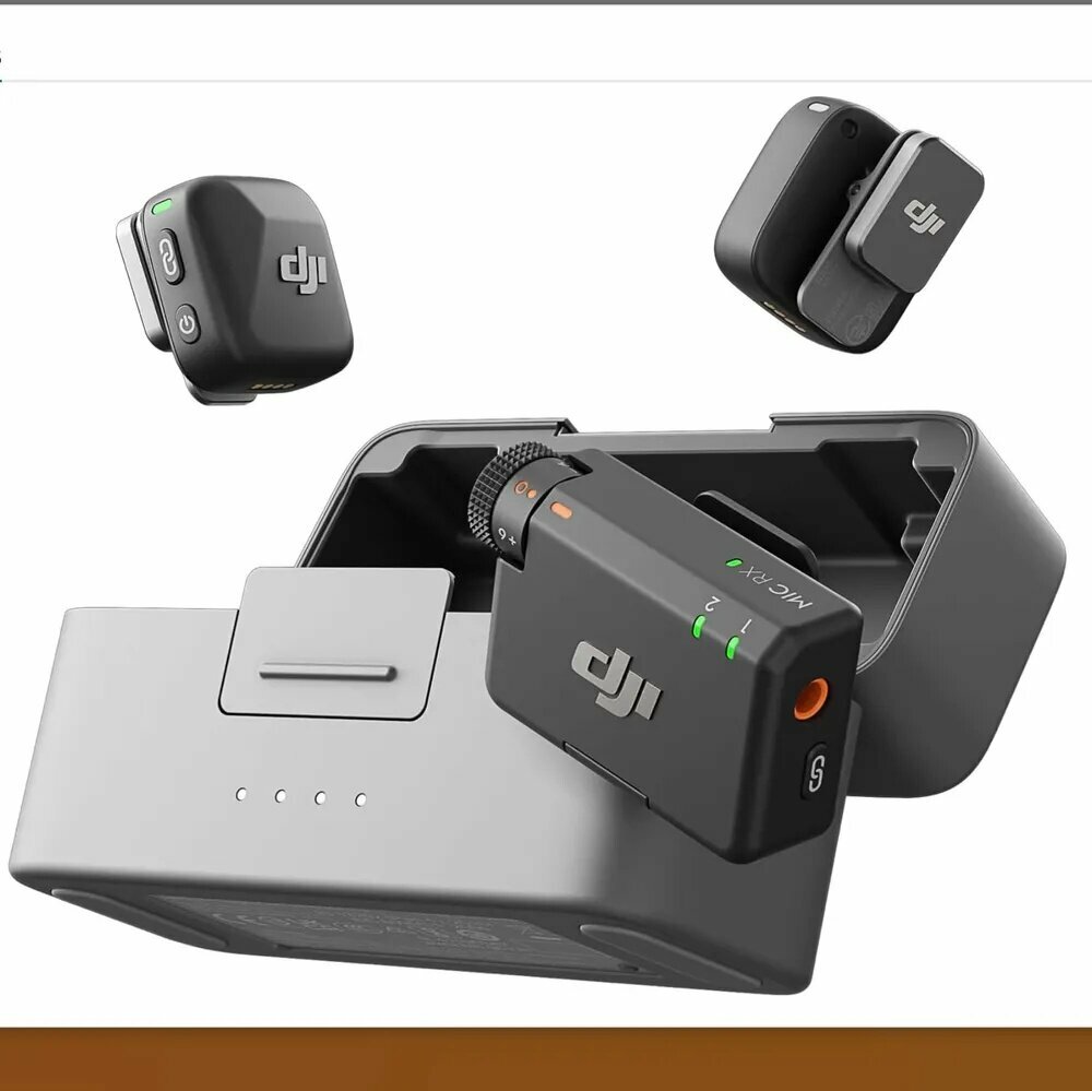 DJI Микрофон DJI Mic Mini (2 передатчика + 1 приемник + зарядный кейс), беспроводной петличный микрофон для iPhone/камеры/Android, сверхлегкий, с четким звуком, черный