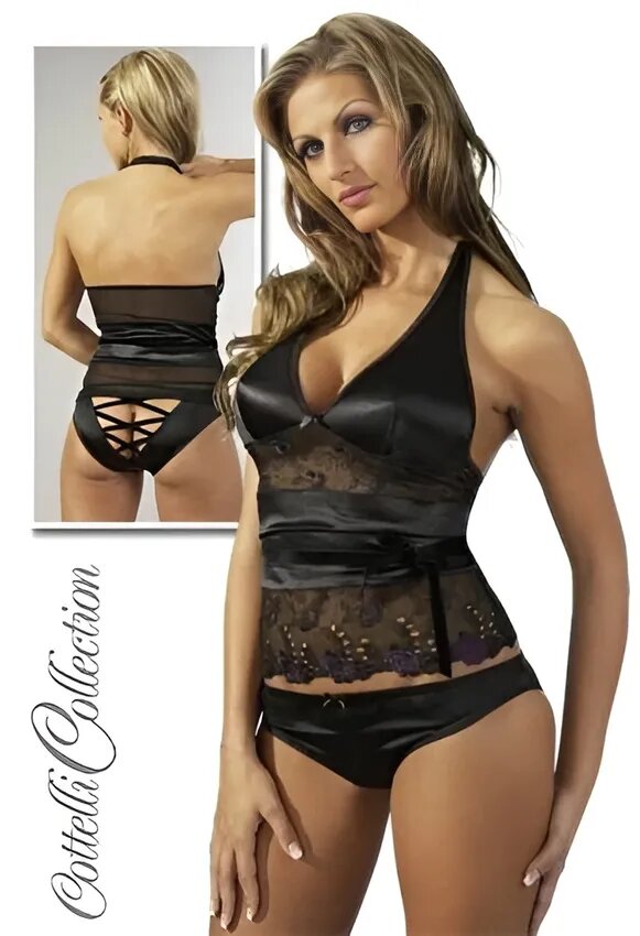 Топ с кружевом и трусы со шнуровкой от Cottelli Collection