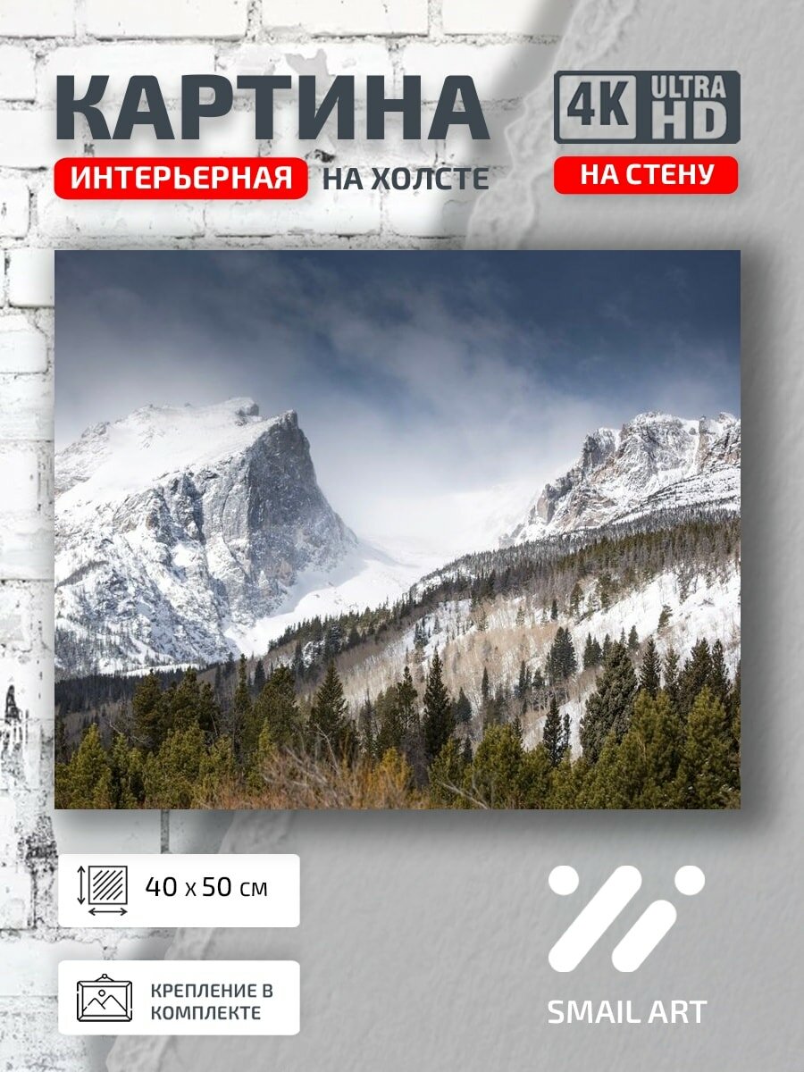 Картина на холсте интерьерная 40 на 50 на стену Скалистых гор для офиса пейзаж