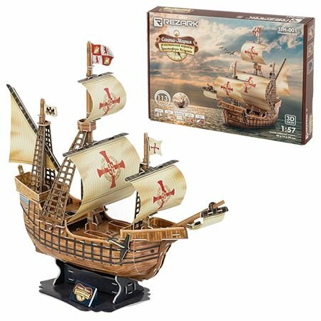 3D-пазл "Флагманский корабль Христофора Колумба Санта-Мария" 113 деталей 8+ "REZARK"