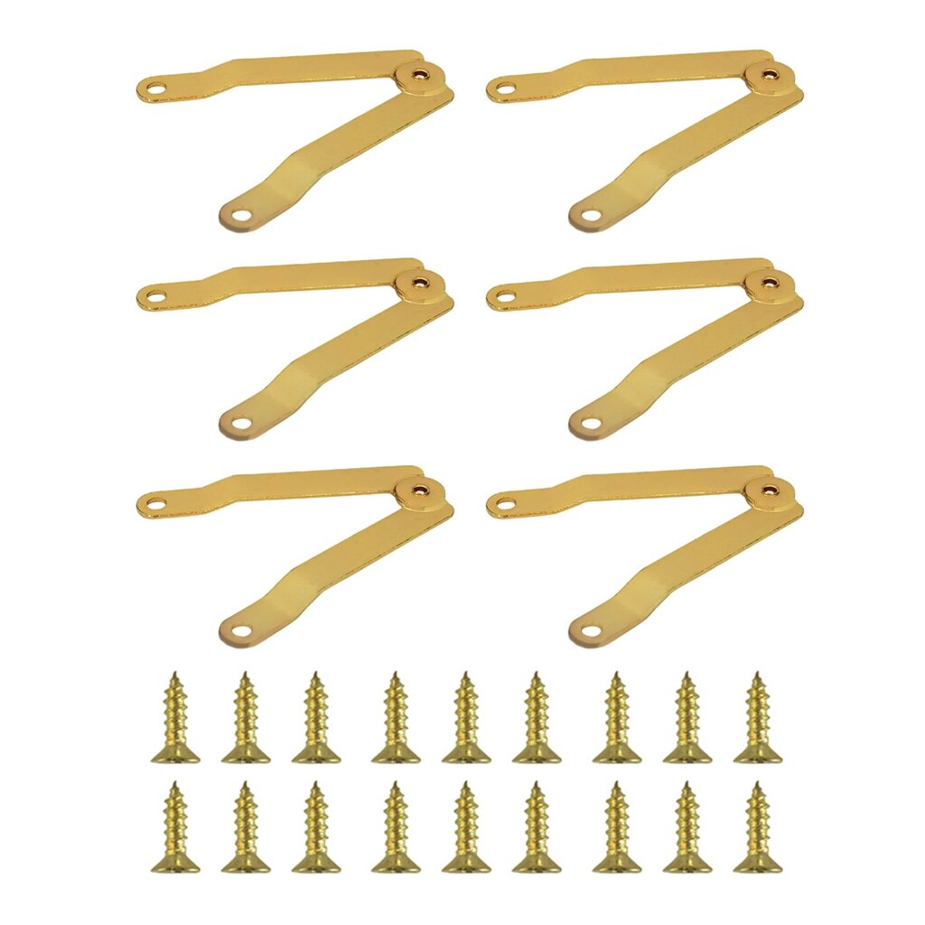 Набор из 6 Золотых Металлических Опорных петель для крышки Элегантные Золотые Откидные петли Подходят для оформления мебельных шкафов и Шкатулок для драгоценностей