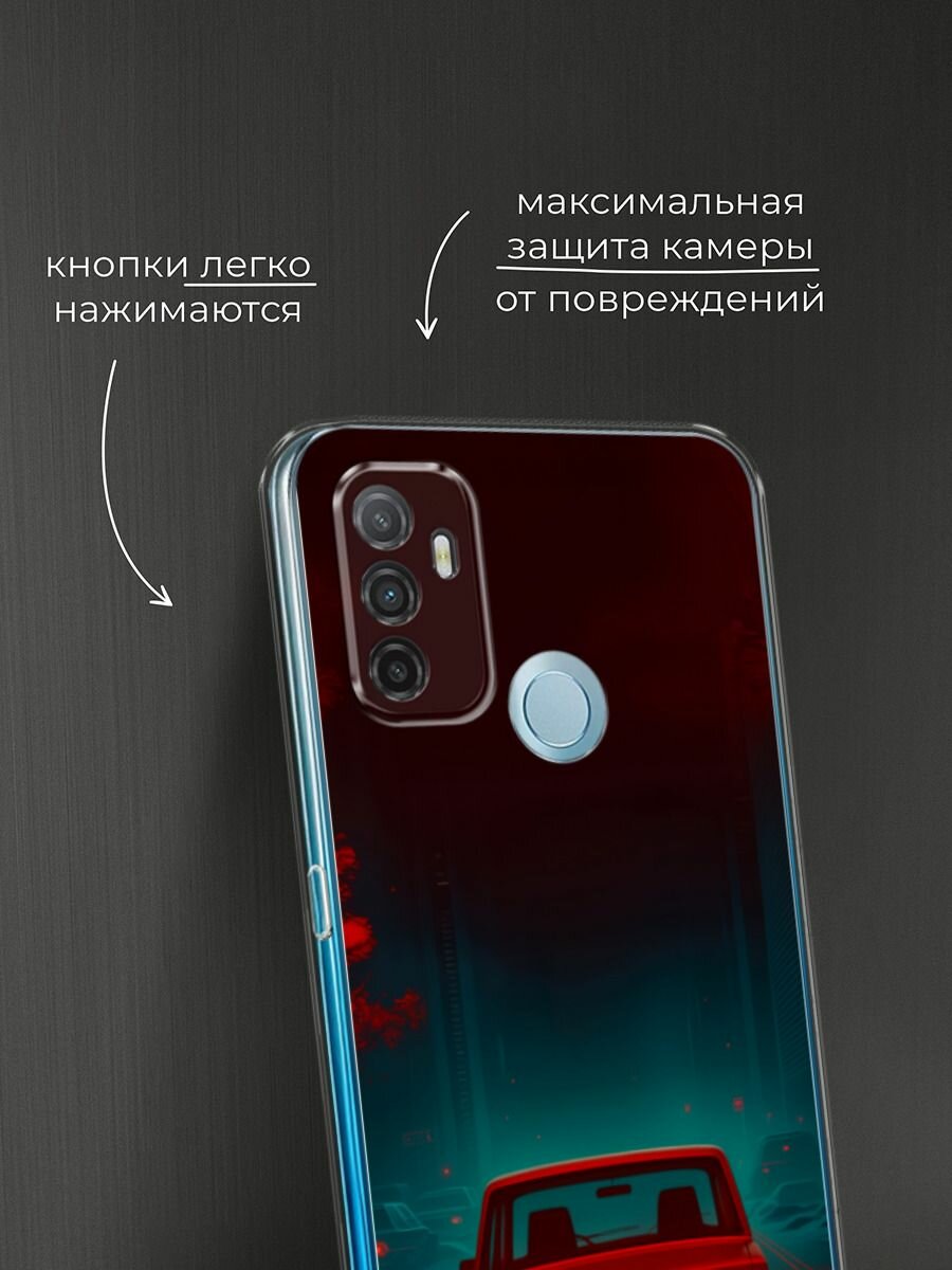 Силиконовый чехол на Oppo A53 / Оппо А53 с принтом Неоновая дорога — фото 1