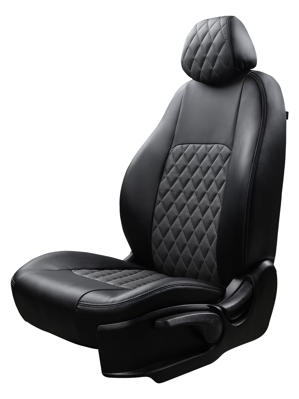 Комплект чехлов для LADA Largus (5 мест) 40/60 (2012-2021). Экокожа, ромб, черный + серый.