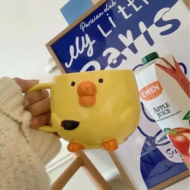 300 мл милая кружка Dudu Mouth Chicken керамическая кружка чашка для сока для завтрака бытовая чашка для молока мультяшная кофейная чашка подарок на день рождения 4. Милый По