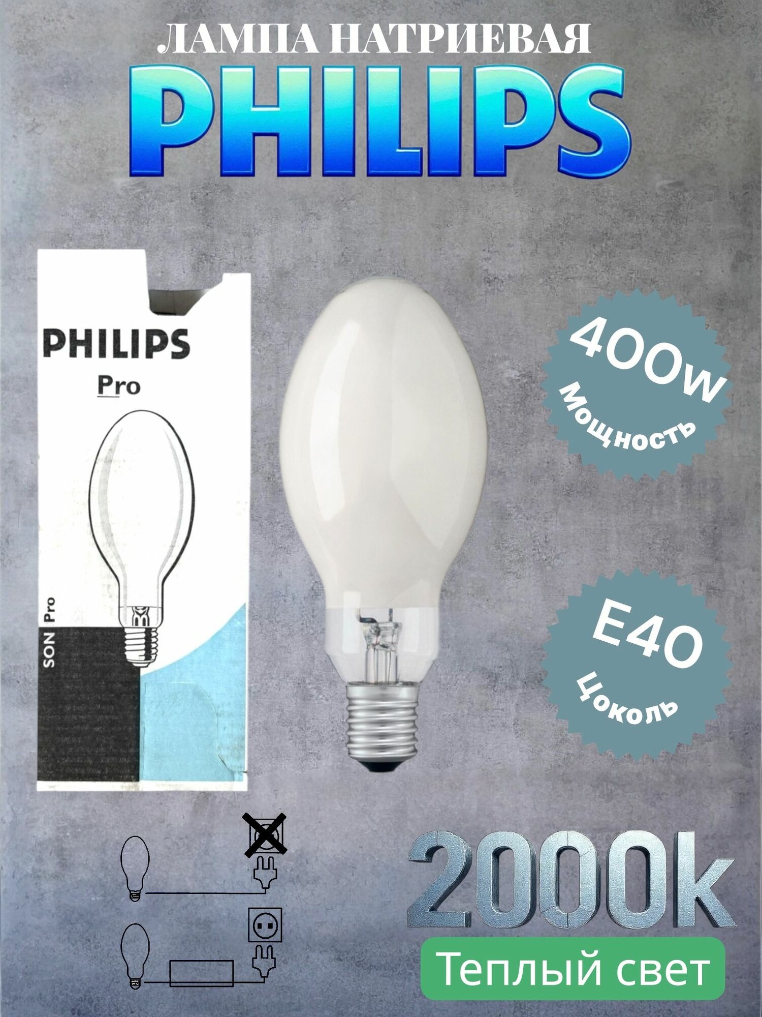 Лампа натриевая Philips Pro SON 400w E E40