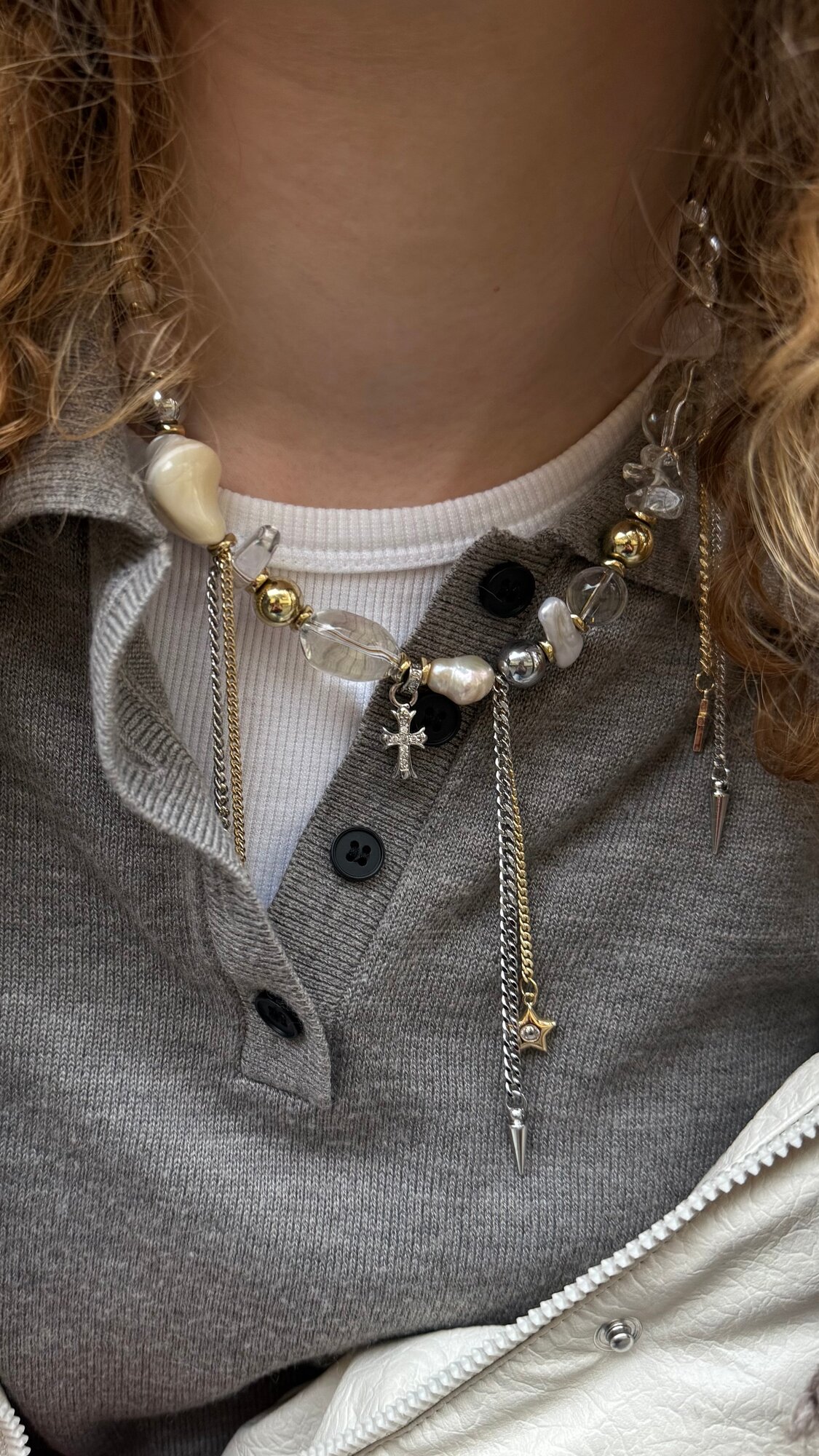 Чокер Me.You.Dreamers, перламутр, розовый кварц, горный хрусталь