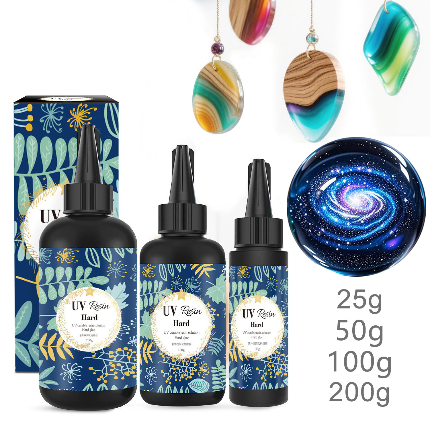УФ-эпоксидная смола для творчества, акриловая UV-смола для создания украшений и поделок, быстроотверждаемая готовая к использованию, кристально прозрачная и не желтеет, для кулонов, колец, закладок и покрытий