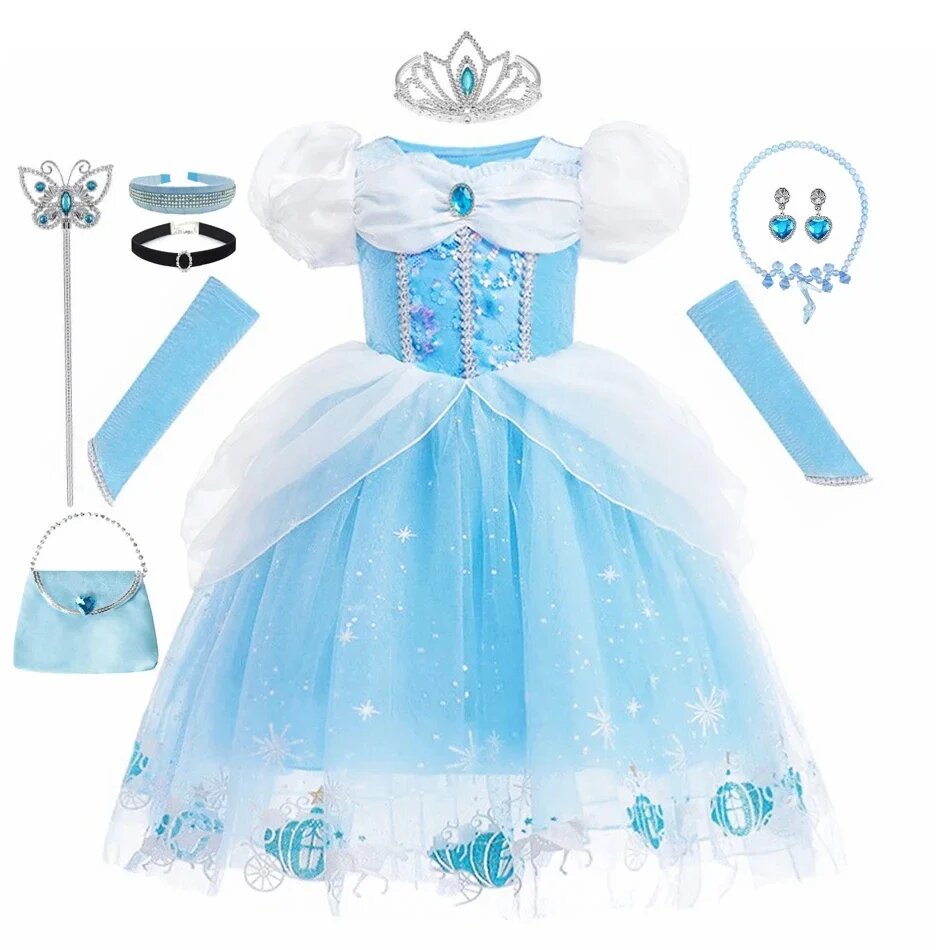 Платье Золушка для девочки, 5-6T (tag 130), Dress19