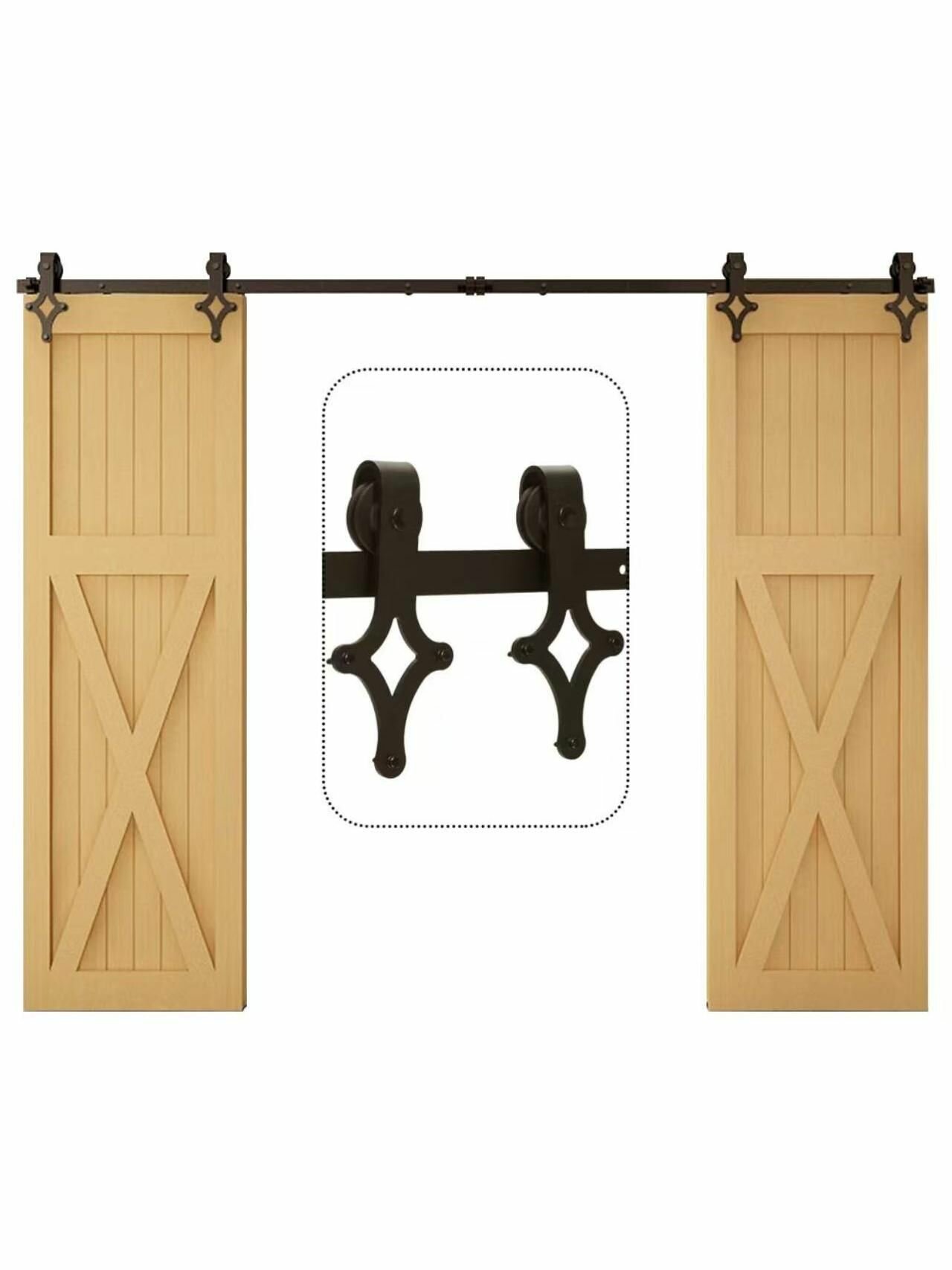 396cm комплект фурнитуры для 2-дверных раздвижных дверей с алмазными роликами