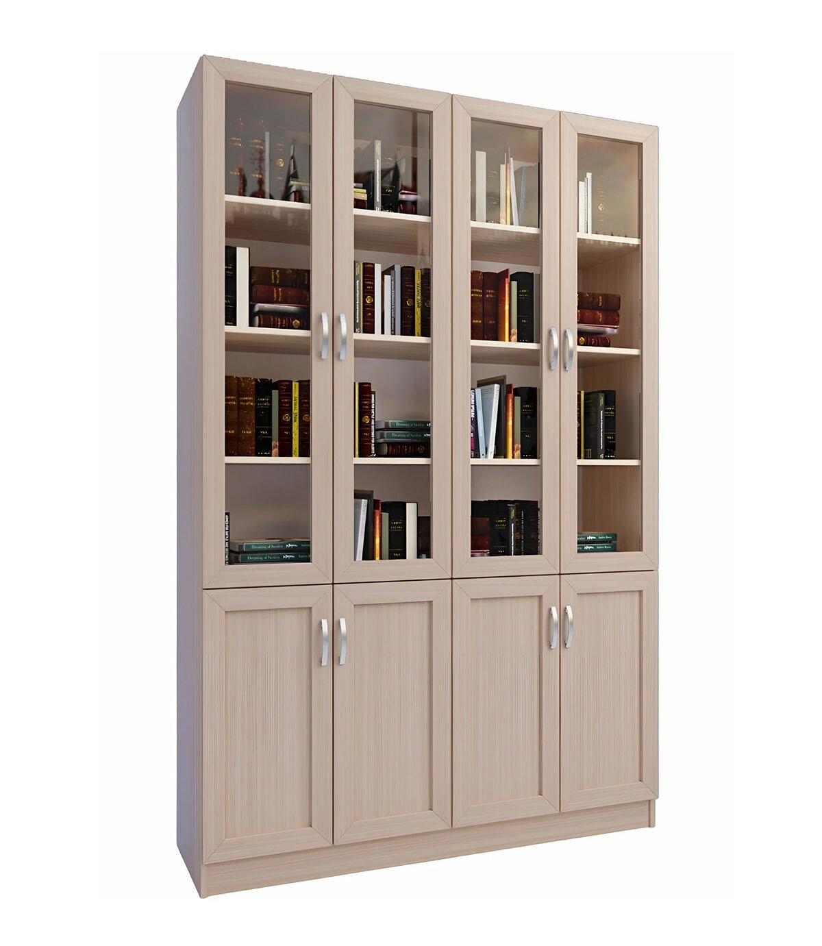 Библиотека книжная 4/3, ЛДСП, рамка МДФ, стекло, состоит из 2 частей